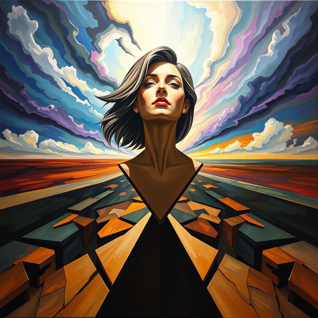 The painting transforms into a dramatic, three-point perspec... - Flux ...