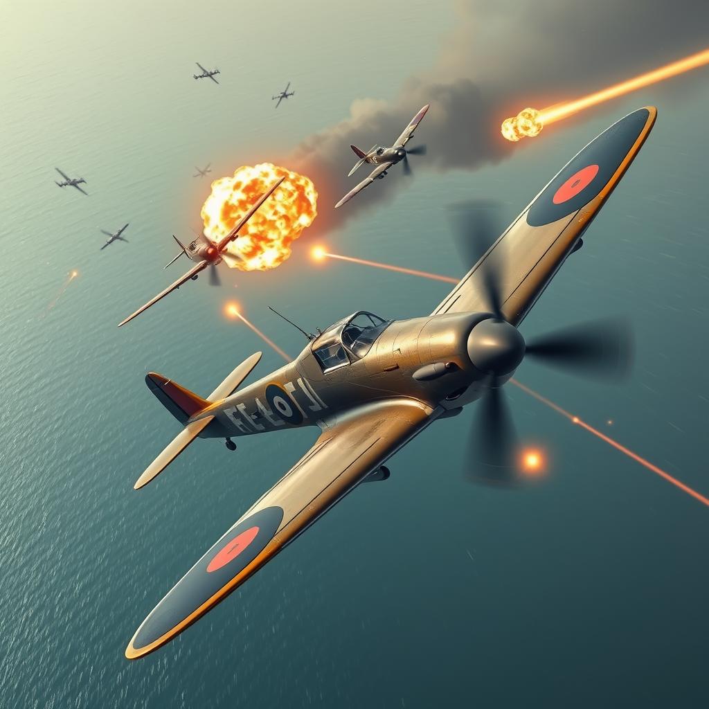 Create an aerial dogfight between British Spitfire planes an... - Flux ...