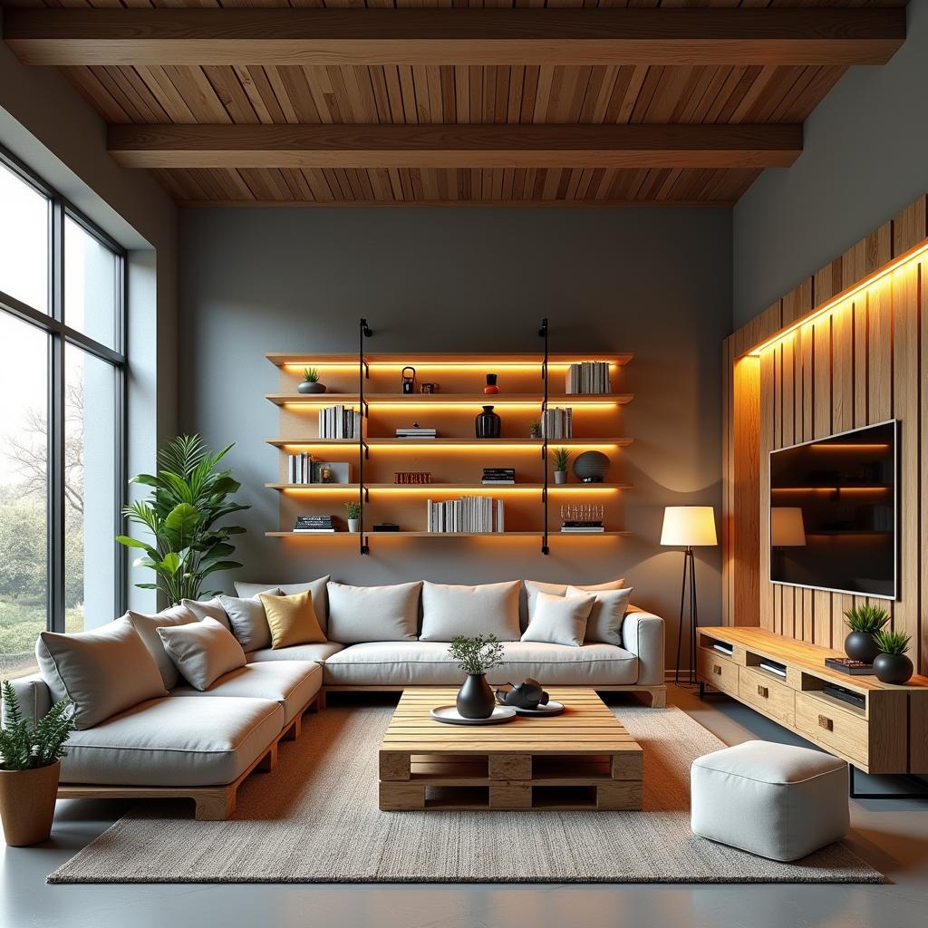Photorealistic 3D render of a modern living room, furnished ... - Flux ...