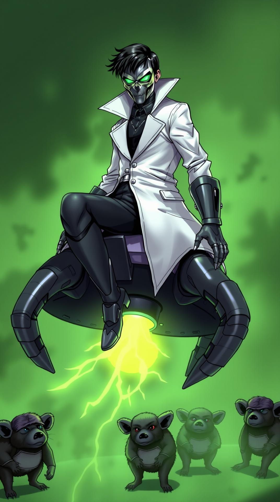 A supervillain that is an evil Genius. He has short black ha... - Flux ...