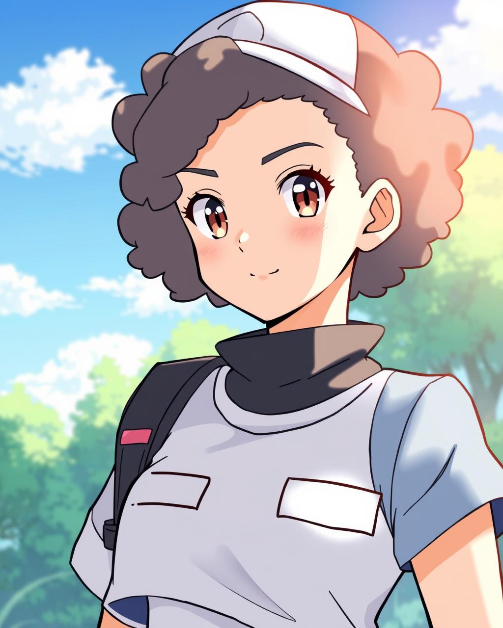 A Pokémon trainer woman with short curly hair not an anime p... - Flux ...
