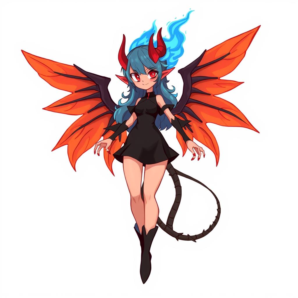 Female, Human body, phoenix demon, simple cartoon style, fir... - Flux ...