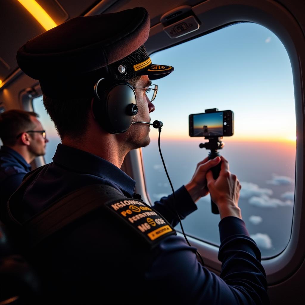 a pilot clicking a selfie from plane with a selfie stick - Flux.1 ...