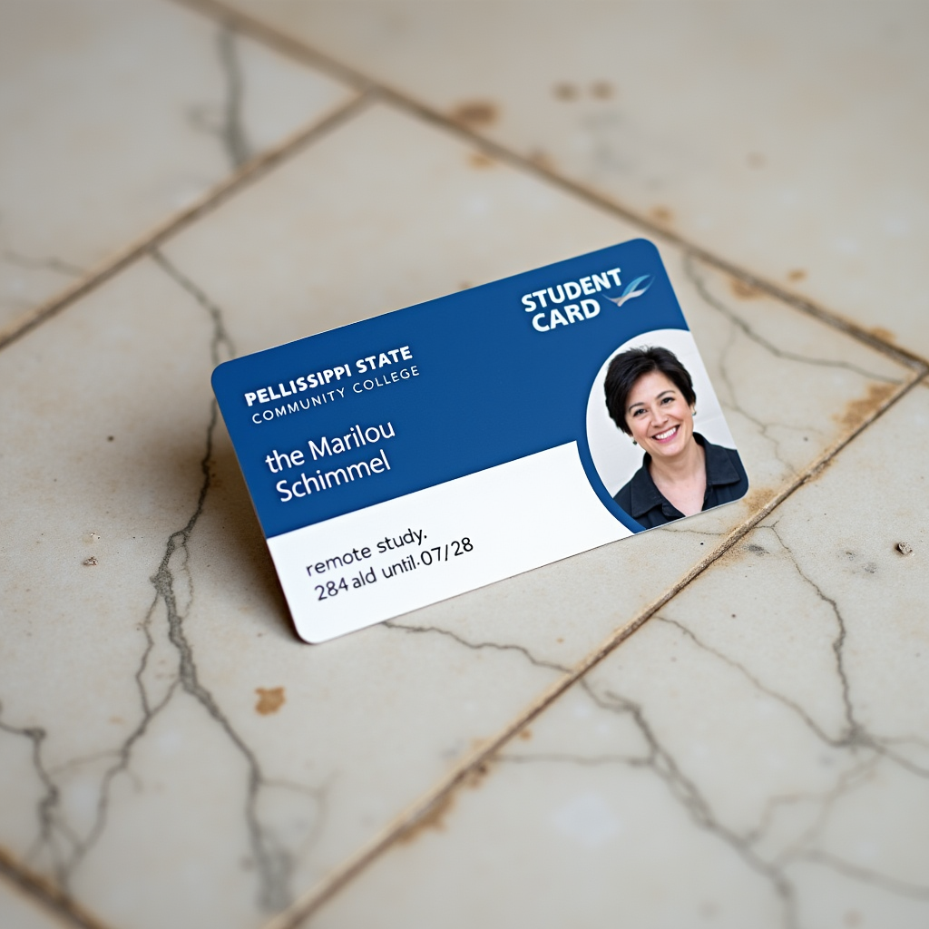An identification card on a marble flooring. The card has a ... - Flux ...