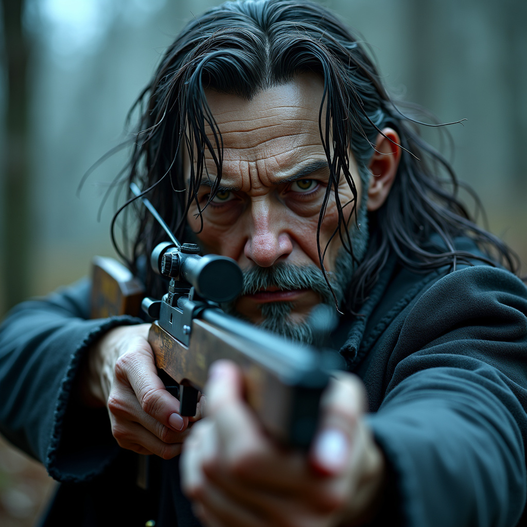 Realistic Van Helsing Vampire Hunter, Grizzled Face, Crossbo... - Flux ...