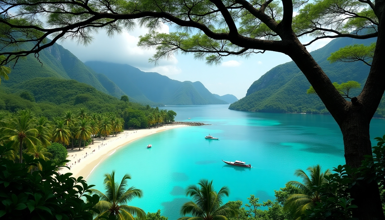 Create a breathtaking landscape stock image of a tropical pa... - Flux ...