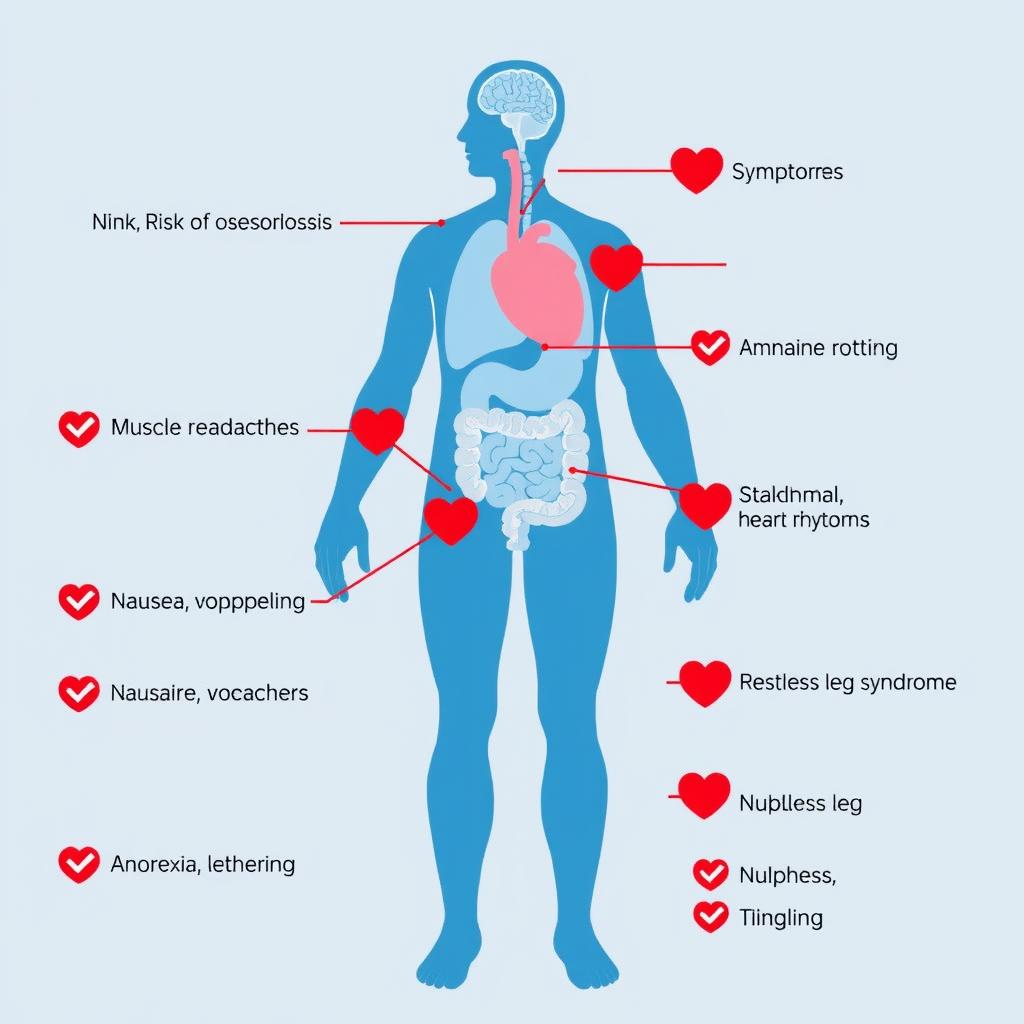 A detailed medical infographic showing a human body with sym... - Flux ...