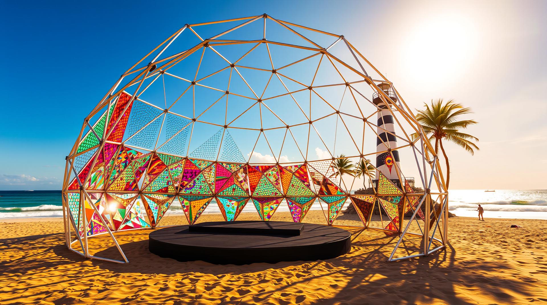 An open geodesic dome with a semi-spherical shape, approxima... - Flux ...