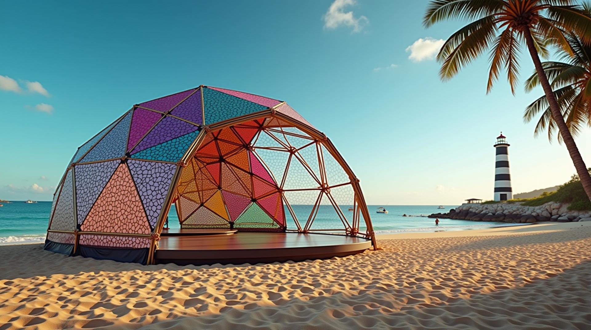 An open geodesic dome with a semi-spherical shape, approxima... - Flux ...